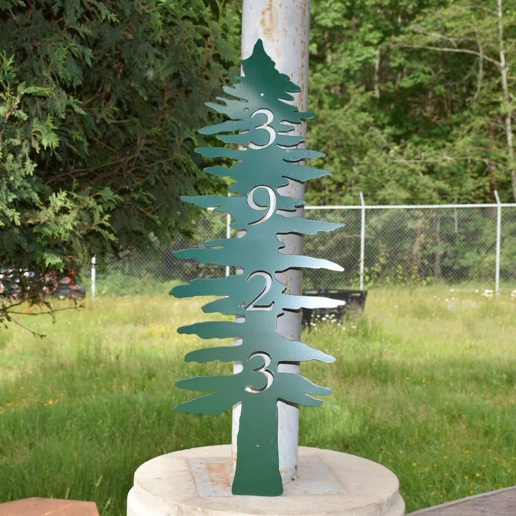 Custom Address – 3′ Sitka Tree – Electron Metalworks Ltd.